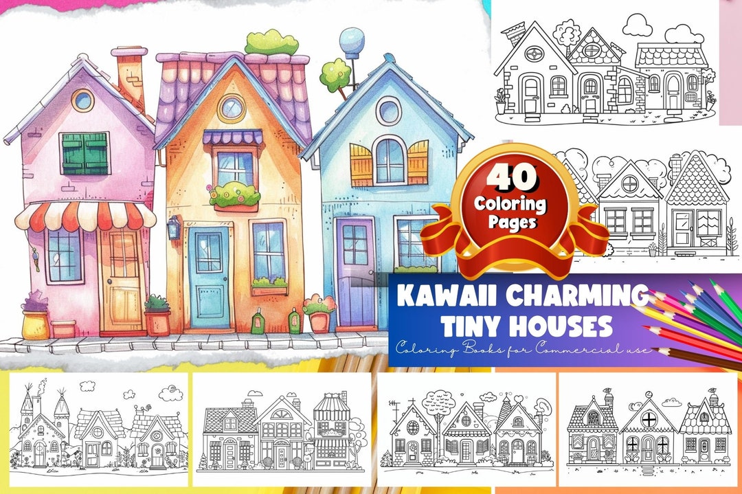 Kawaii Tiny Houses Coloring Pages, Cute Houses, Journal Paper Coloring ...
