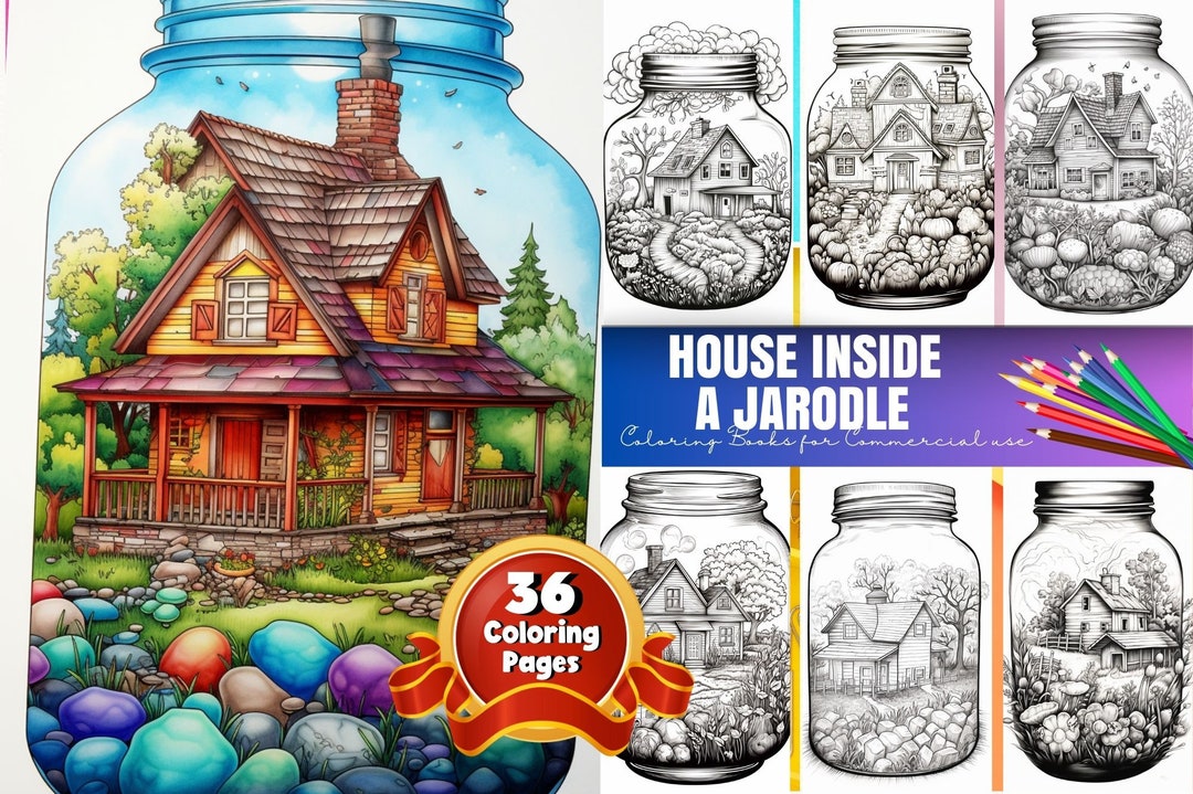 House in Jar Coloring Pages, Fairy Houses in a Jar, Adults and for Kids ...