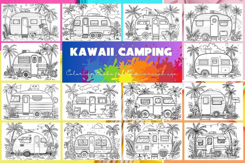 Camping Summer Coloring Pages, Camping Summer Kids Activity, Caravan ...