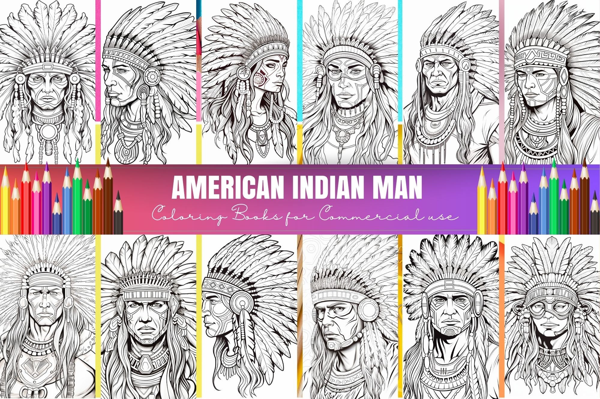 American Indian Man Coloring Pages, Native Americans Coloring Page Book ...