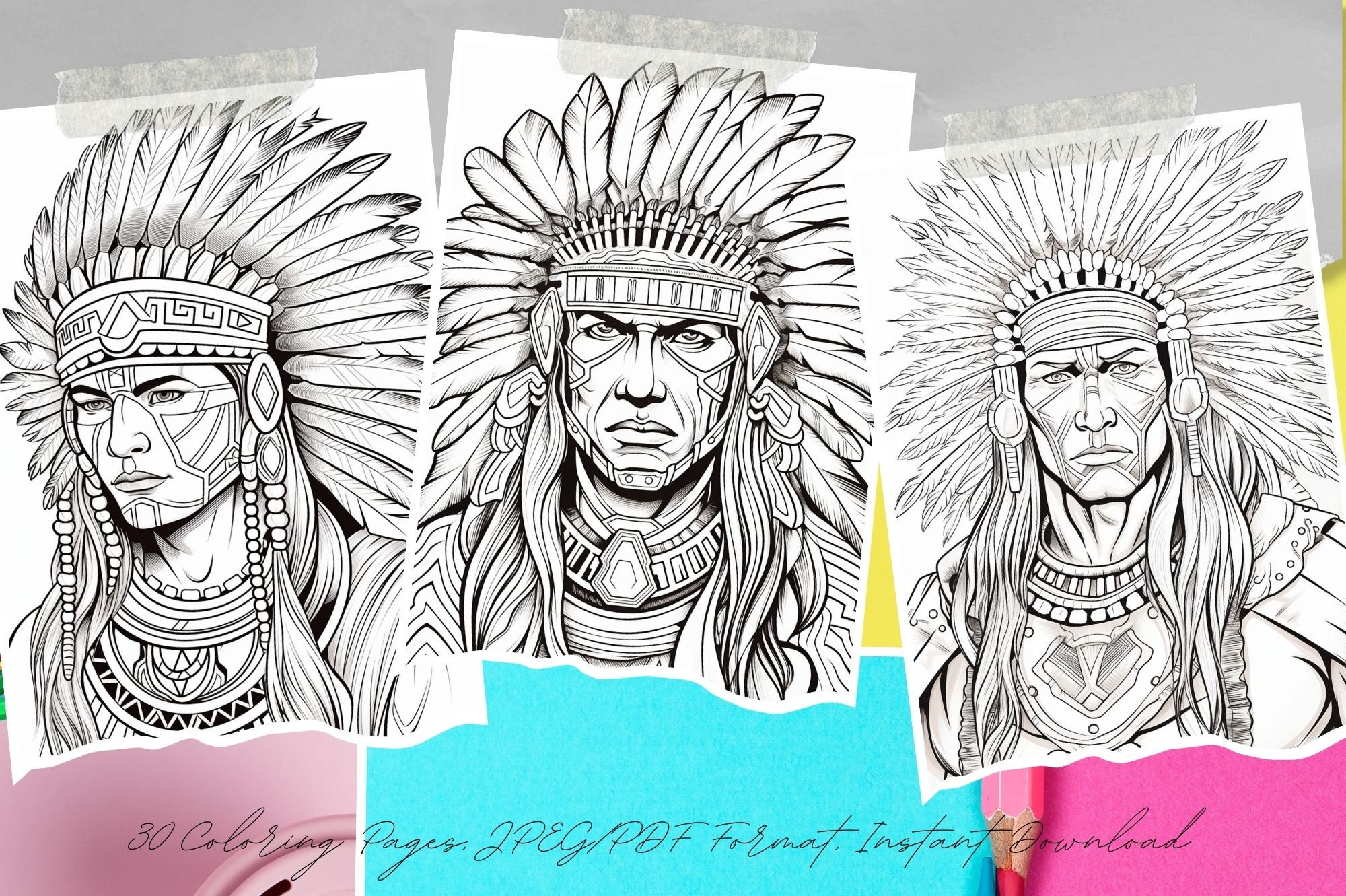 American Indian Man Coloring Pages, Native Americans Coloring Page Book ...