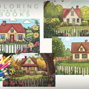 Cozy House Surrounded Garden Coloring Page, the Village Path Coloring ...