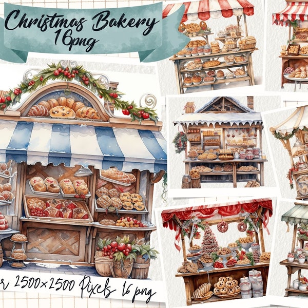 Watercolor Bakery Clipart - Etsy