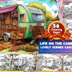 Caravan Printable Adult Coloring Pages, Camper Images to Color, Caravan ...
