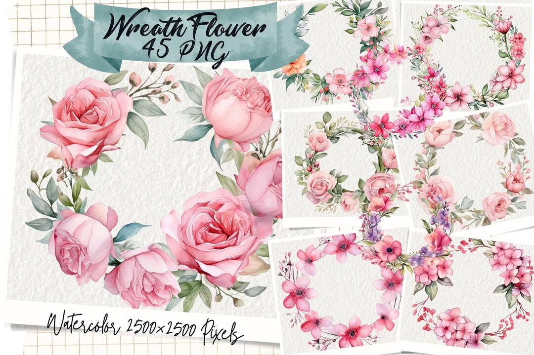 Floral Clipart Bundle, Pink Flowers PNG, Flower Bouquet, Pink Flower ...
