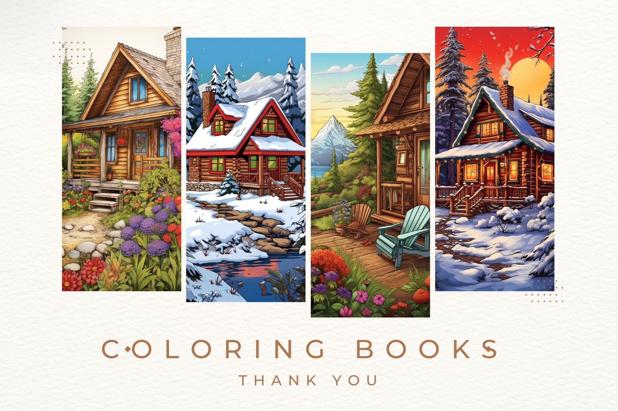 Cozy Country Cabin Coloring Pages, Cozy Log Cabin, Printable Garden ...