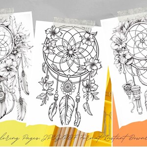 Dreamcatcher Coloring Pages, Floral Dream Catchers Coloring , Printable ...