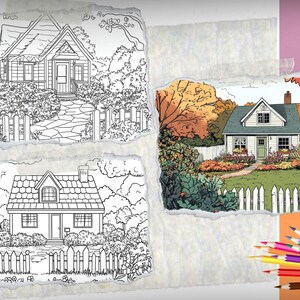 Cozy House Surrounded Garden Coloring Page, the Village Path Coloring ...