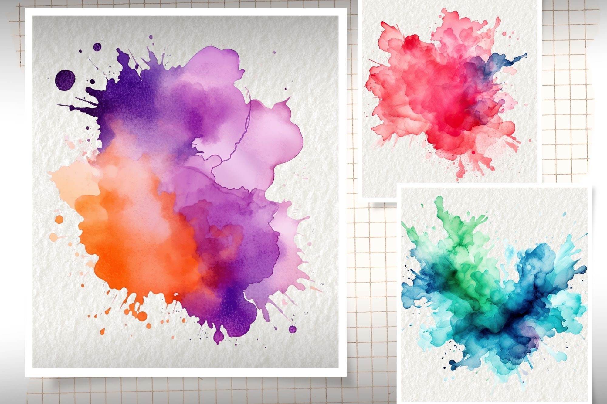 Alcohol Ink Splash Watercolor Clipart, Splash Colorful Graphic, Paint ...