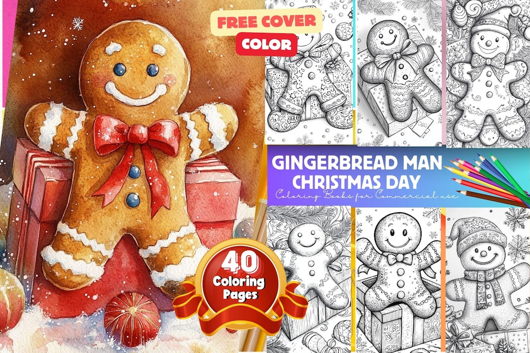 Gingerbread Man Christmas Day Coloring Pages, Grayscale Coloring Sheets ...