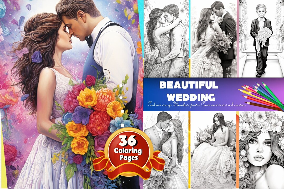 Wedding Love Coloring Book, Love is in the Coloring Page, Beautiful ...