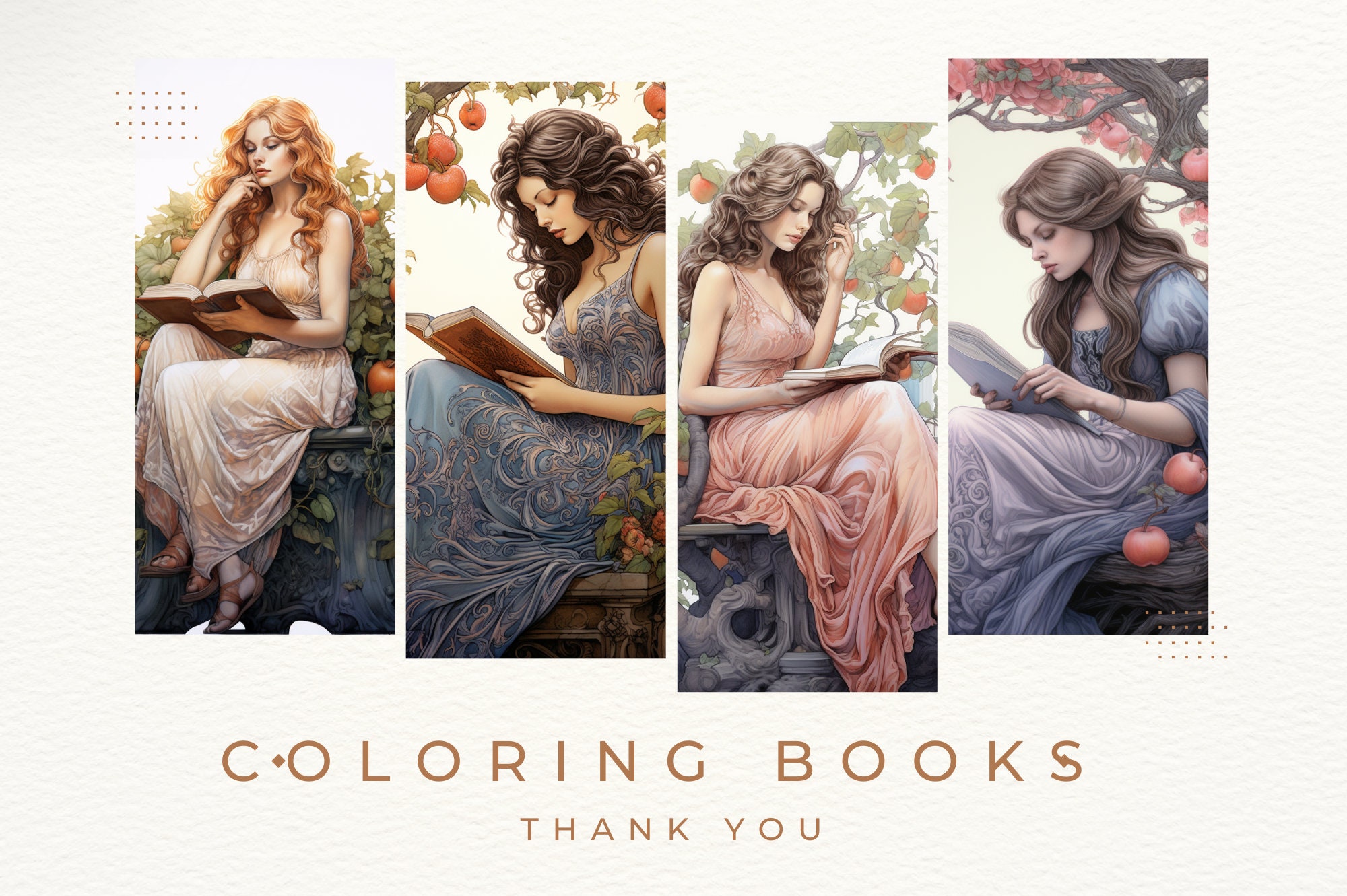 Girl Reading Book Under the Tree Coloring Pages, Vintage Girls With ...