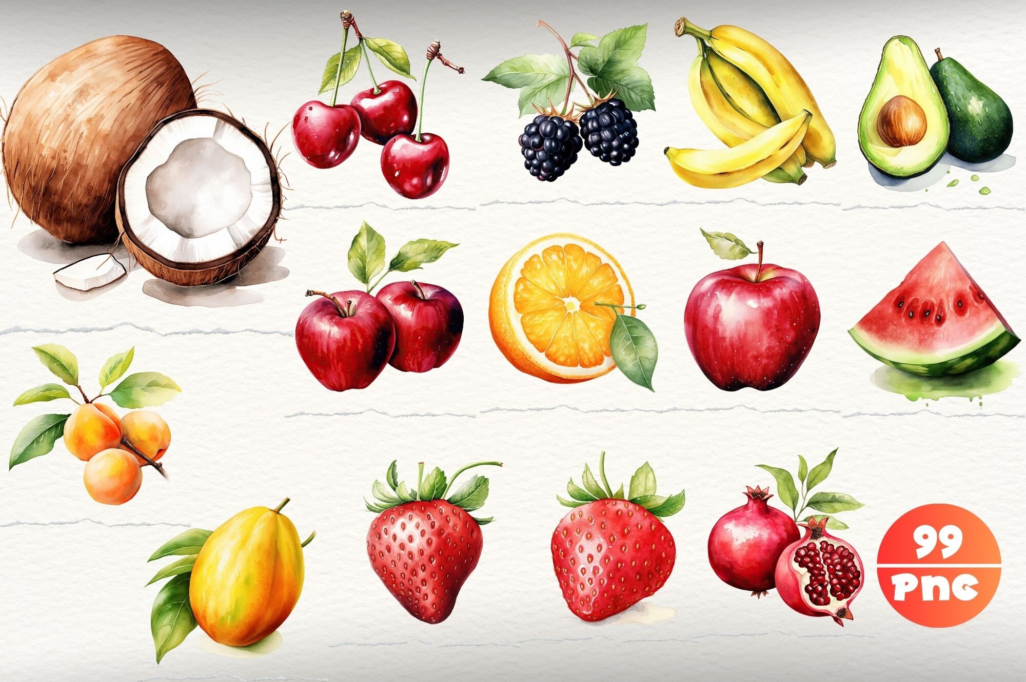 Watercolor Fruit Clipart Watercolor Fruits Clipart Clipart - Etsy