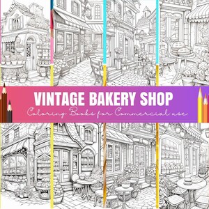 Vintage Bakery Shop Coloring Pages, French Patisserie Pastry Coloring ...