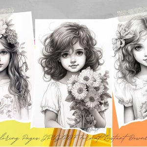 Girl With Flower Beauty Coloring Page, Adult Summer Girl Coloring Sheet ...