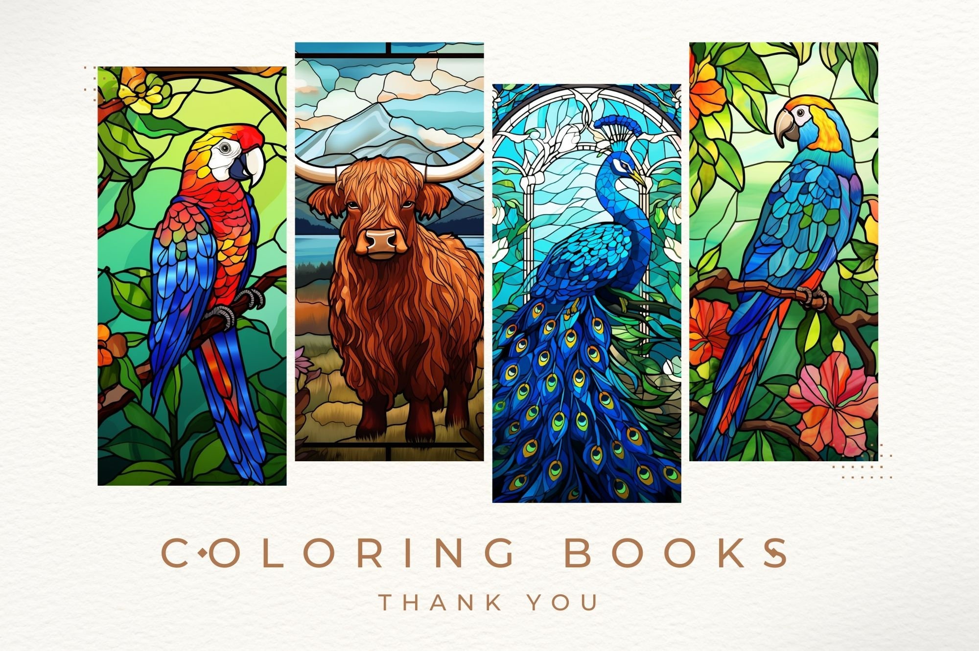 Stain Glass Animal and Flower Coloring Book for Her Printable - Etsy