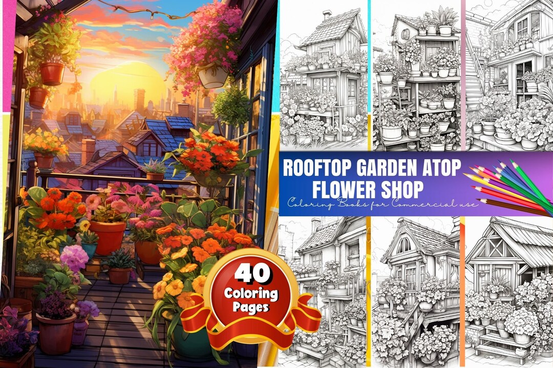 Rooftop Garden Stop Flower Shop Coloring, Flower Shop Coloring Pages ...