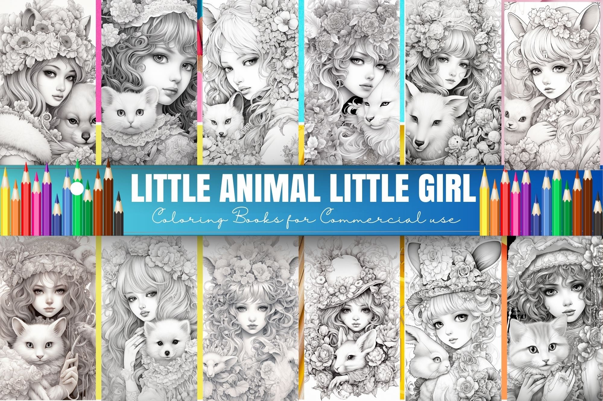Little Anima & Little Girl Fantasy Coloring Page ,instant Download ...