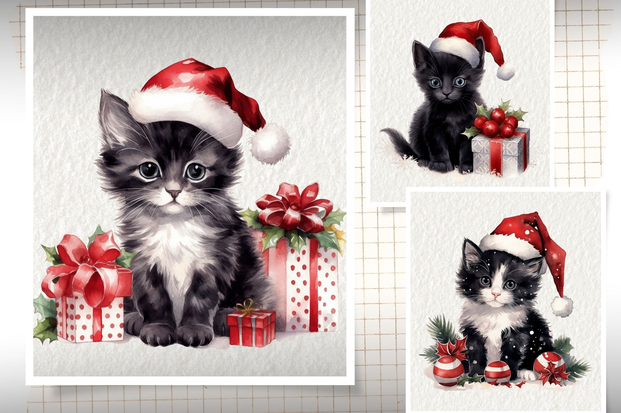 Christmas Cute Kitten Clipart, Christmas Clipart, Christmas Cats ...
