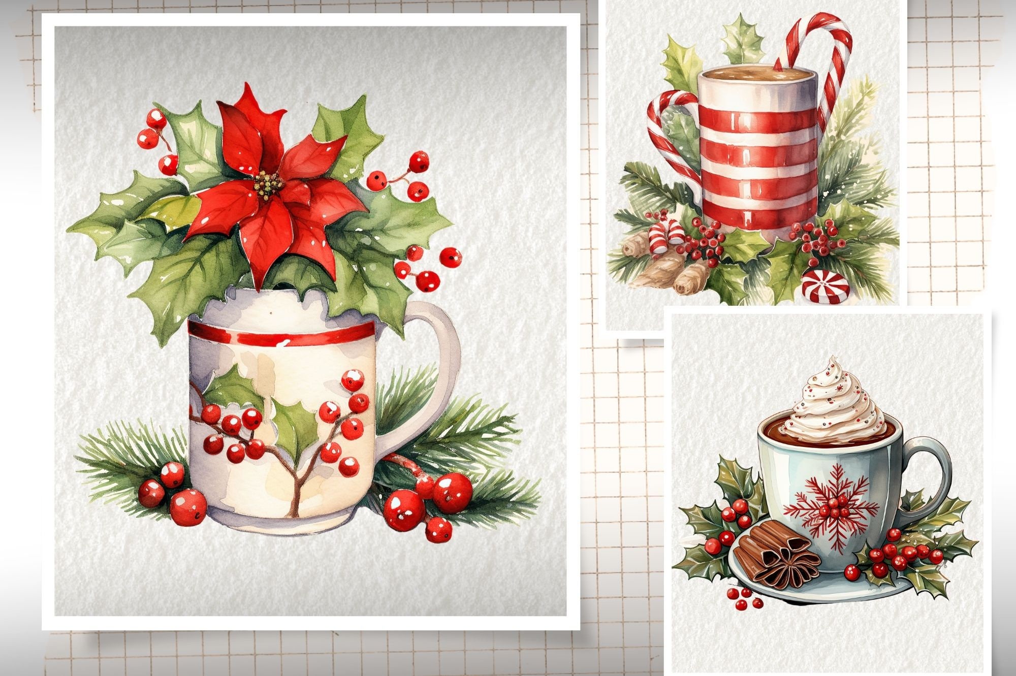 Christmas Winter Cup Clipart Christmas Cup Santa Claus - Etsy
