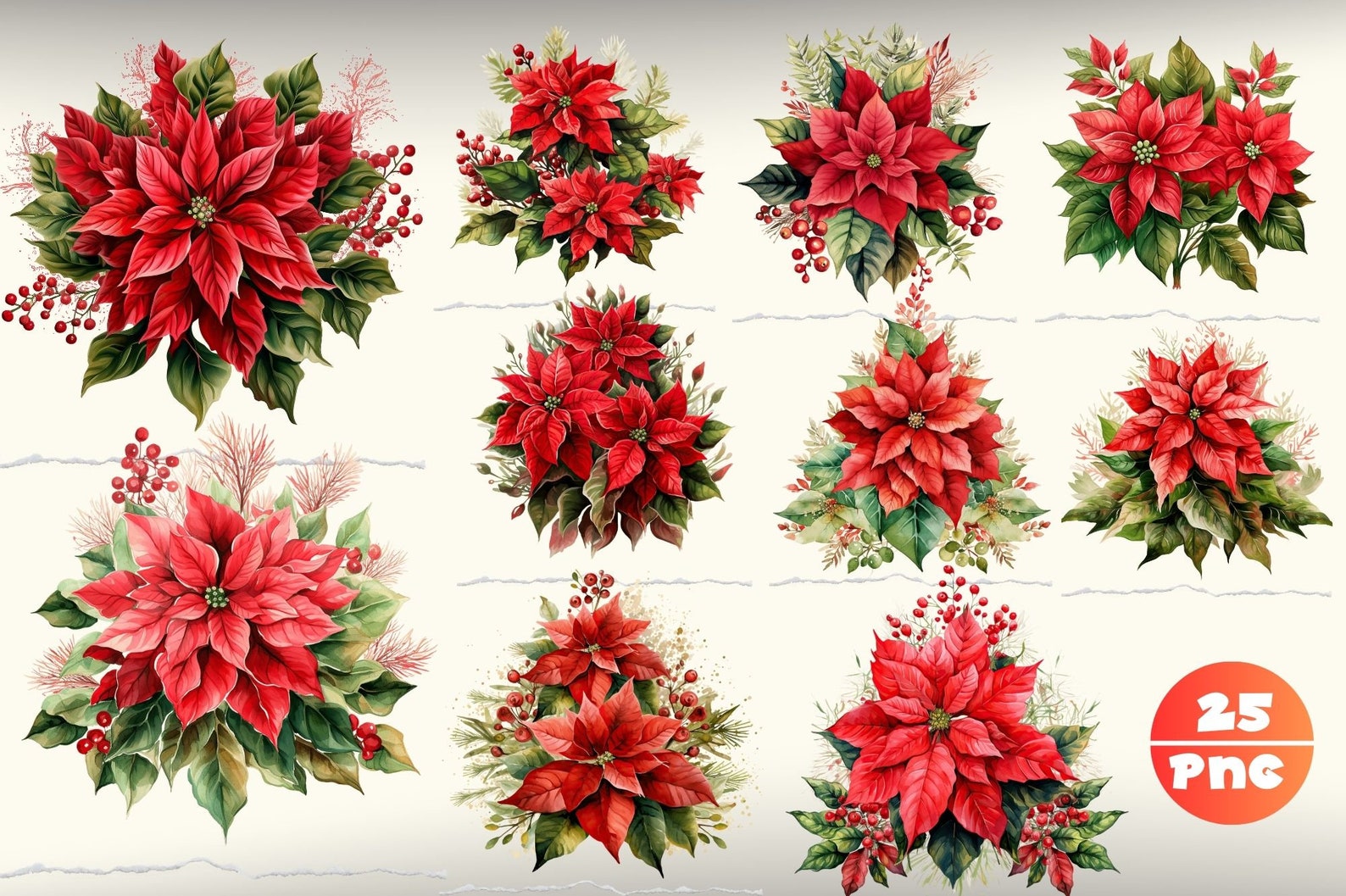 Christmas Flower Clipart, Christmas Gift Clipart, Winter Clipart ...