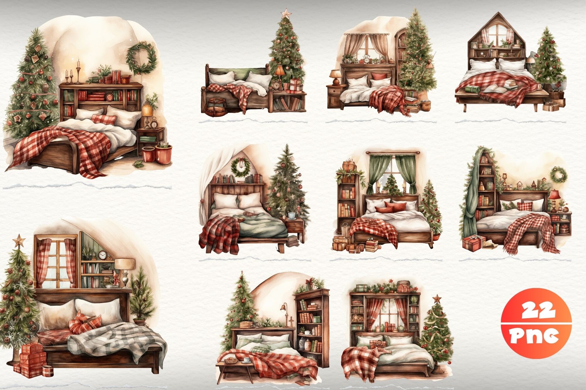 Cozy Bad Christmas Watercolor Clipart Winter Clipart Bundles - Etsy