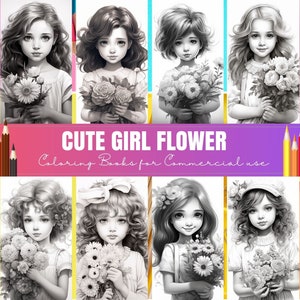 Girl With Flower Beauty Coloring Page, Adult Summer Girl Coloring Sheet ...