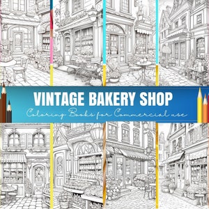 Vintage Bakery Shop Coloring Pages, French Patisserie Pastry Coloring ...