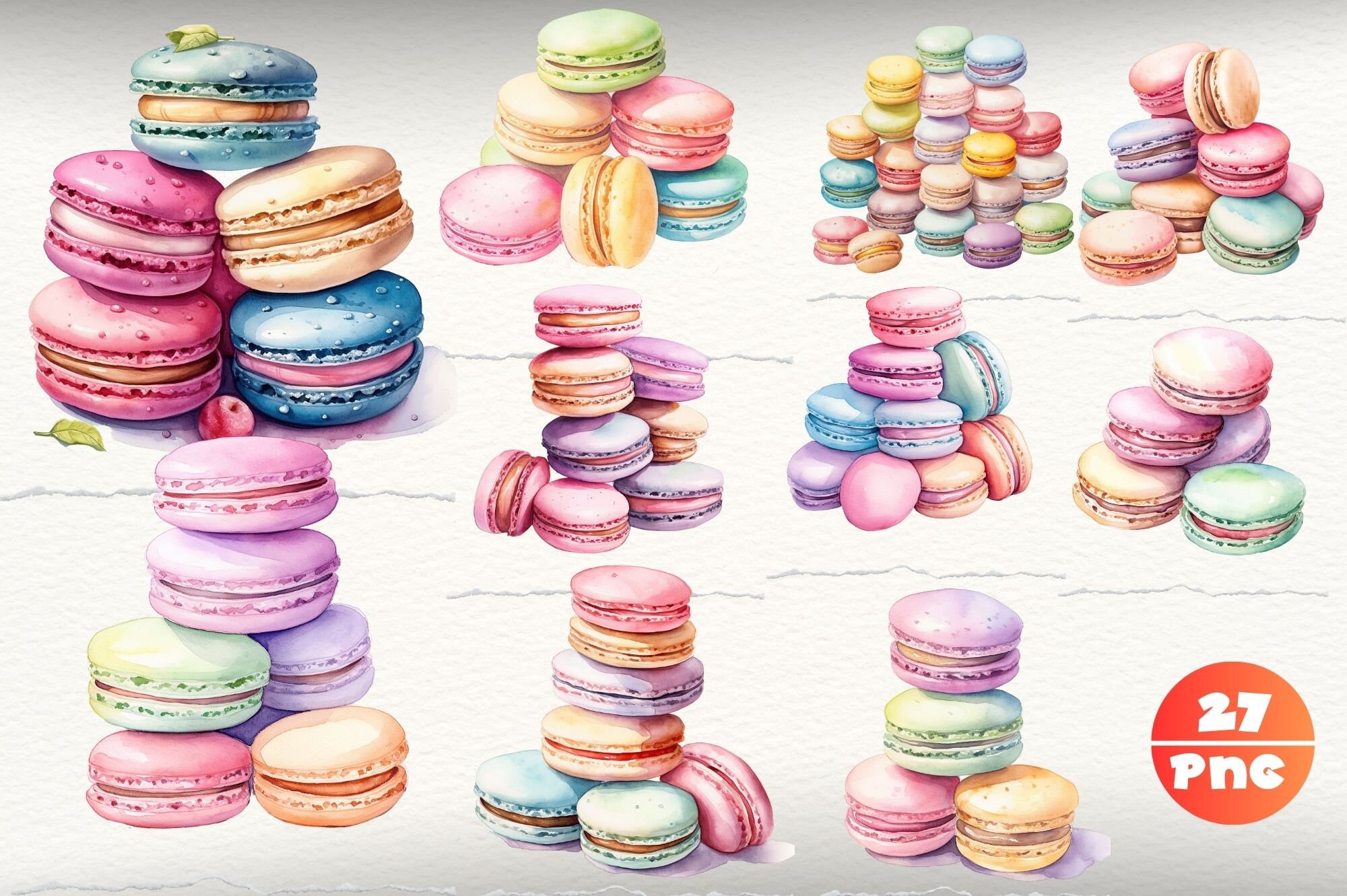 Macarons Colorful Watercolor Clipart Macarons Art Dessert - Etsy