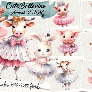Pink Ballerina Animal Clipart, Swan Lake Clipart, Watercolor Animal ...
