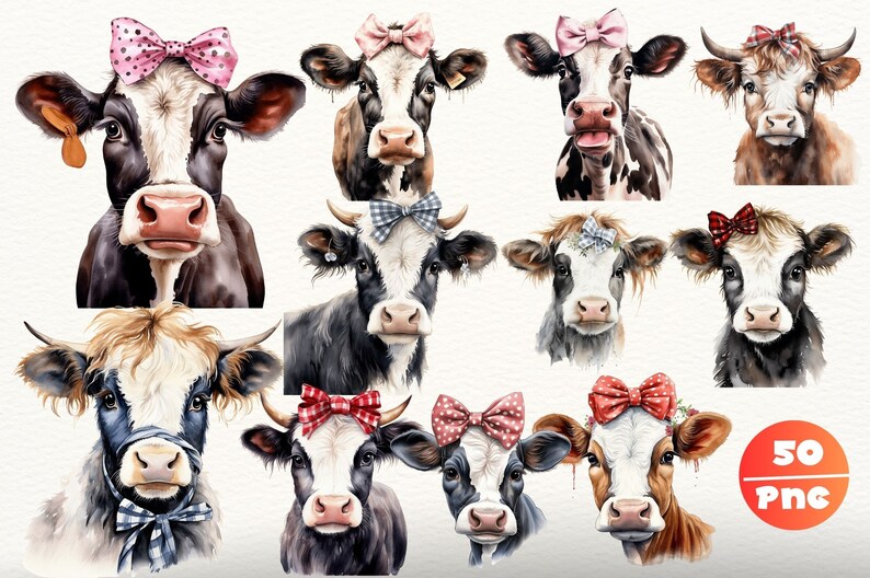 Baby Highland Cow With Bow Sublimation Design Clipart, Cute Highland ...