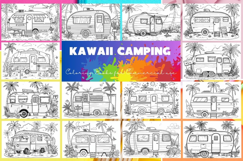 Camping Summer Coloring Pages, Camping Summer Kids Activity, Caravan ...