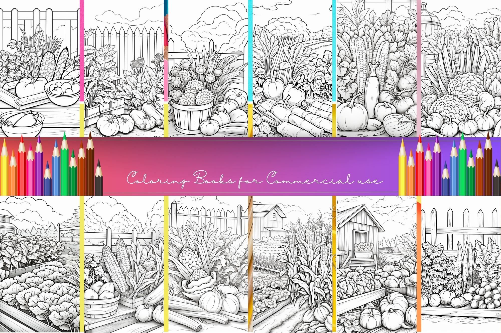 Vegetable Garden Coloring Page, Garden Coloring, Farm Coloring Sheet ...