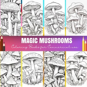 Mushroom Garden Fantasy Coloring Page, Mushroom Magic, Fantasy ...