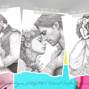 Romantic Couple Coloring Pages for Adults, Woman, Man, Love, Grayscale ...