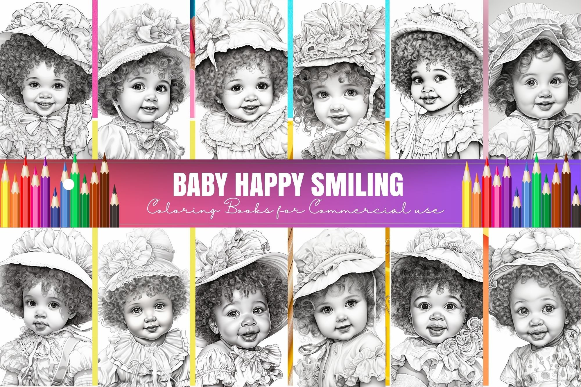 Baby Happy Smiling Coloring Page, Adorable Faces Coloring Book, Cute ...