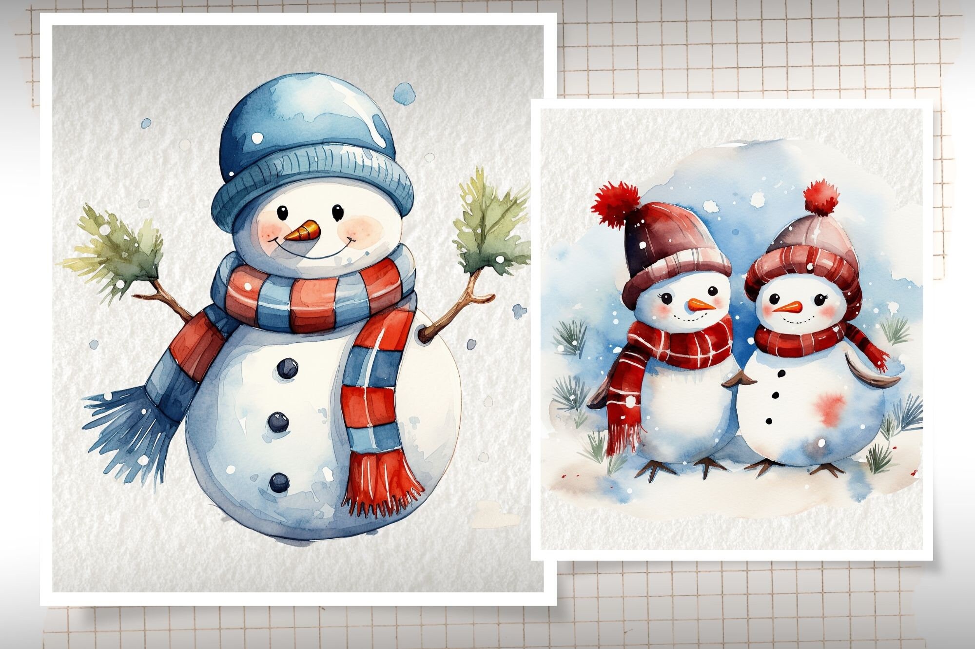 Snowman Watercolor Clipart Snowman Clip Art Christmas - Etsy