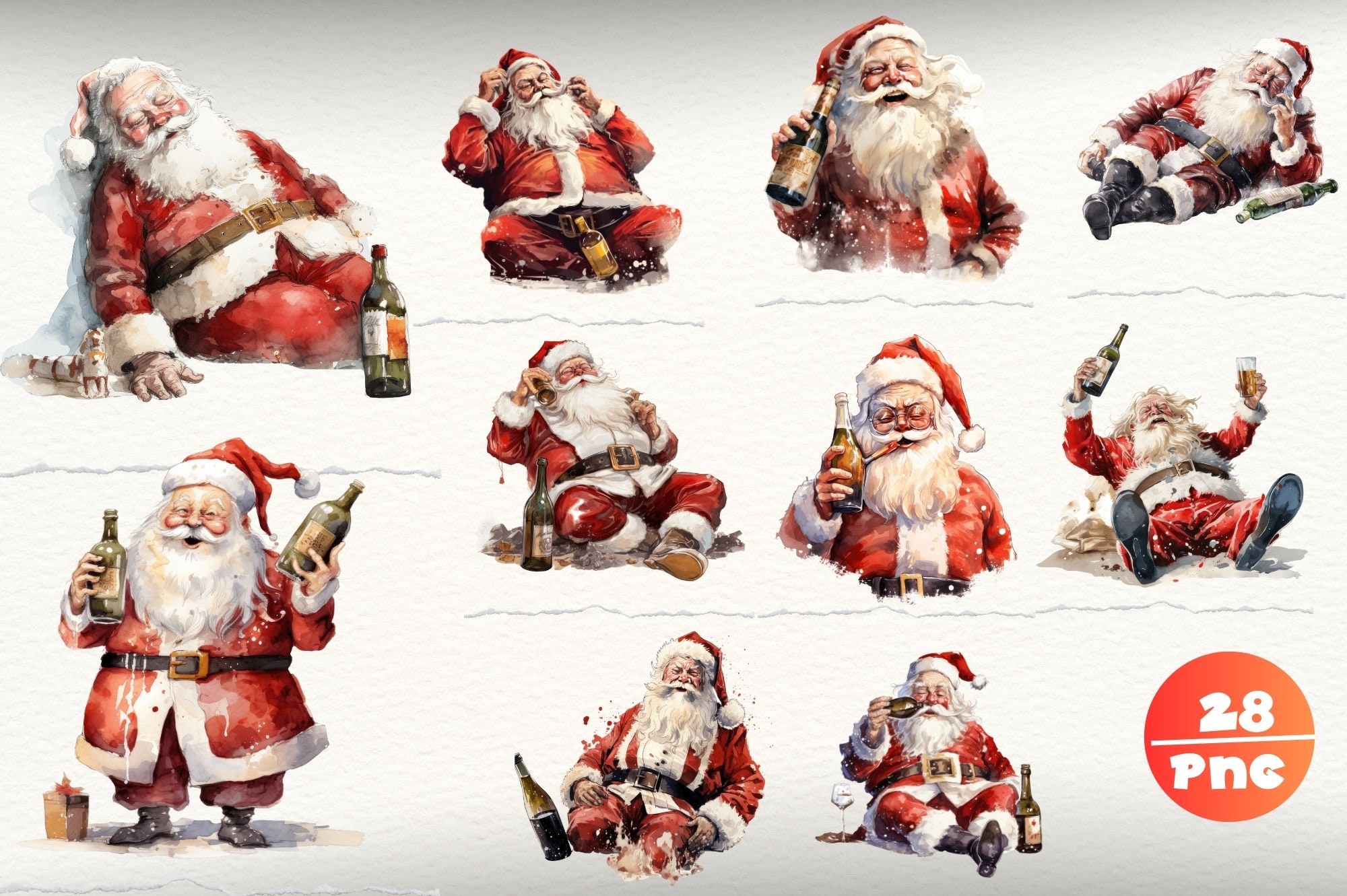 Drunk Santa Claus Clipart, Alcoholic Santa Sublimation File, Funny ...