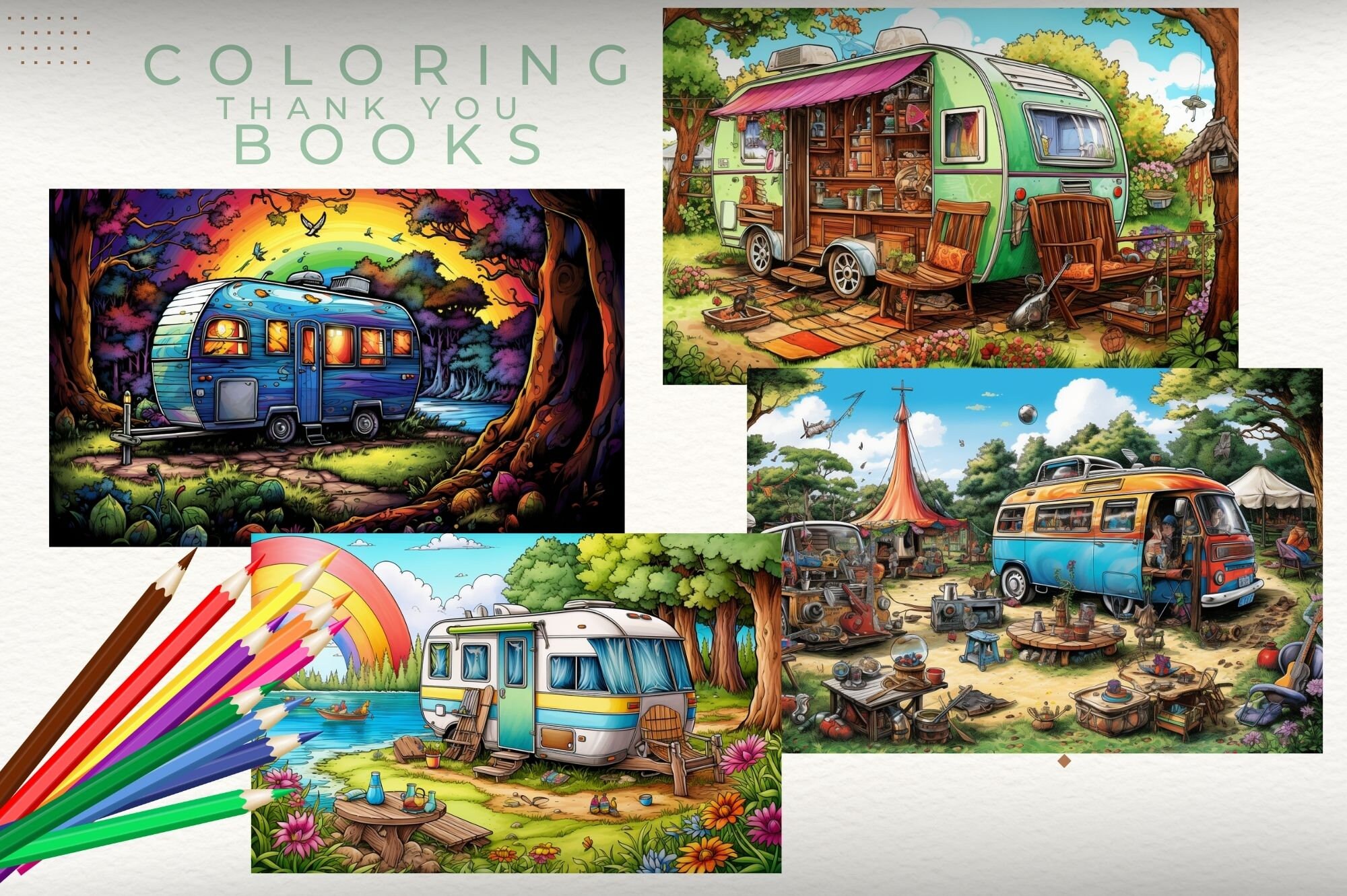 Caravan Printable Adult Coloring Pages, Camper Images to Color, Caravan ...