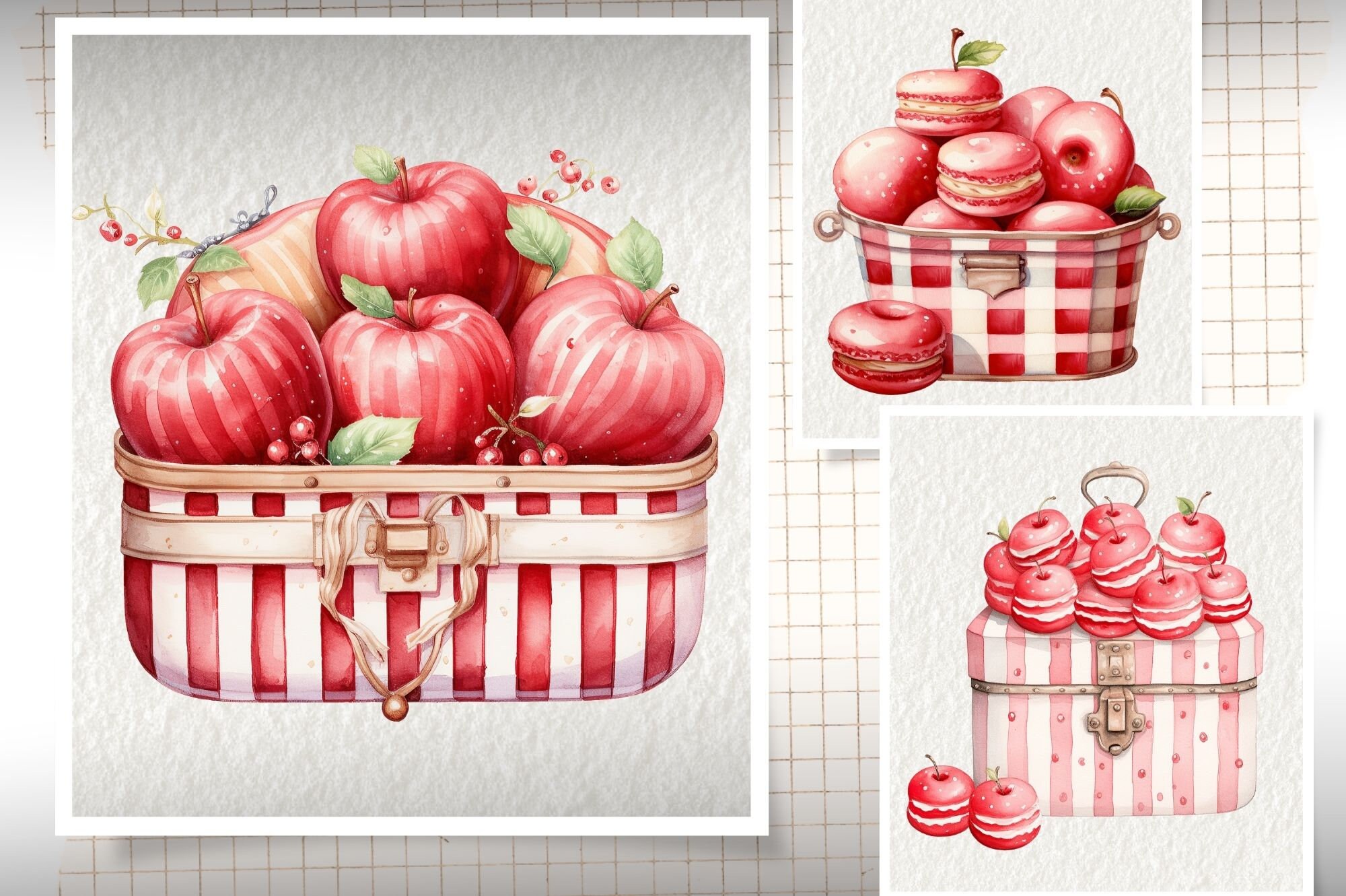Apple Dessert Watercolor Clipart Digital Download Watercolor - Etsy