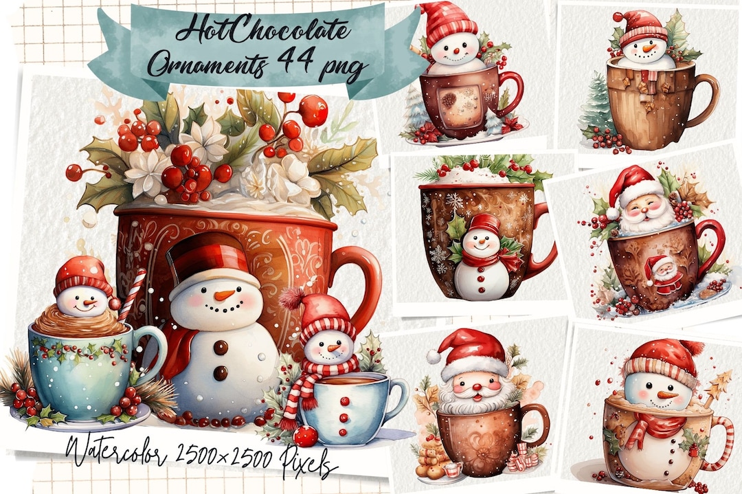 Watercolor Hot Chocolate Clipart, Hot Cocoa Clipart, Hot Chocolate ...