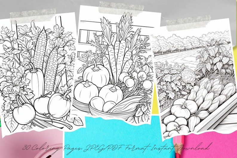 Vegetable Garden Coloring Page, Garden Coloring, Farm Coloring Sheet ...