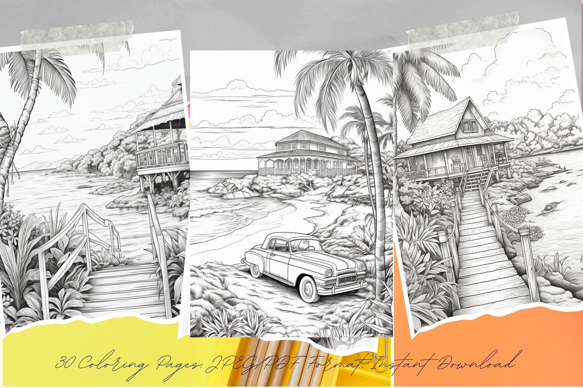 Summer Vacation the Sea Coloring Pages, Beach Landscape Coloring Pages ...