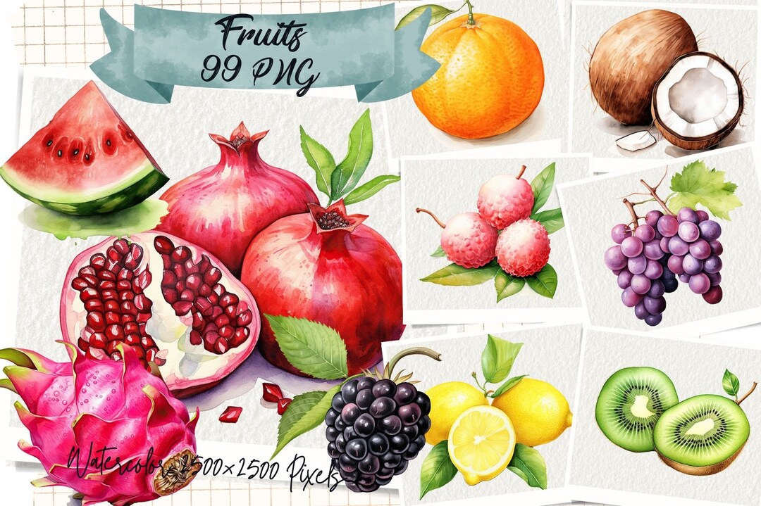 Watercolor Fruit Clipart Watercolor Fruits Clipart Clipart - Etsy