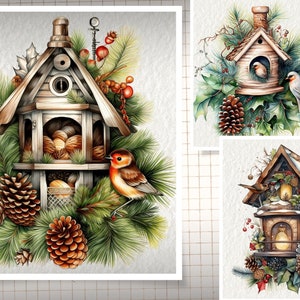 Bird House Watercolor Clipart, Commercial Use , Birdhouse Clipart ...