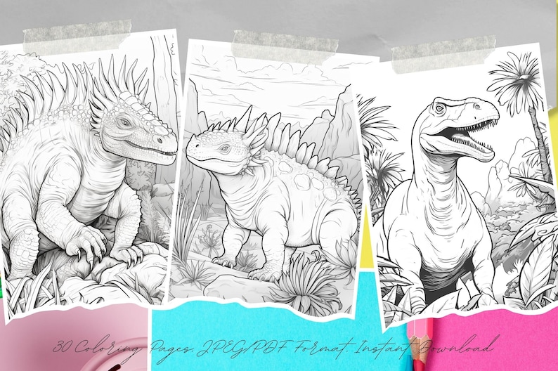 Dinosaur Coloring Page Printable Awesome Dinosaur Coloring - Etsy