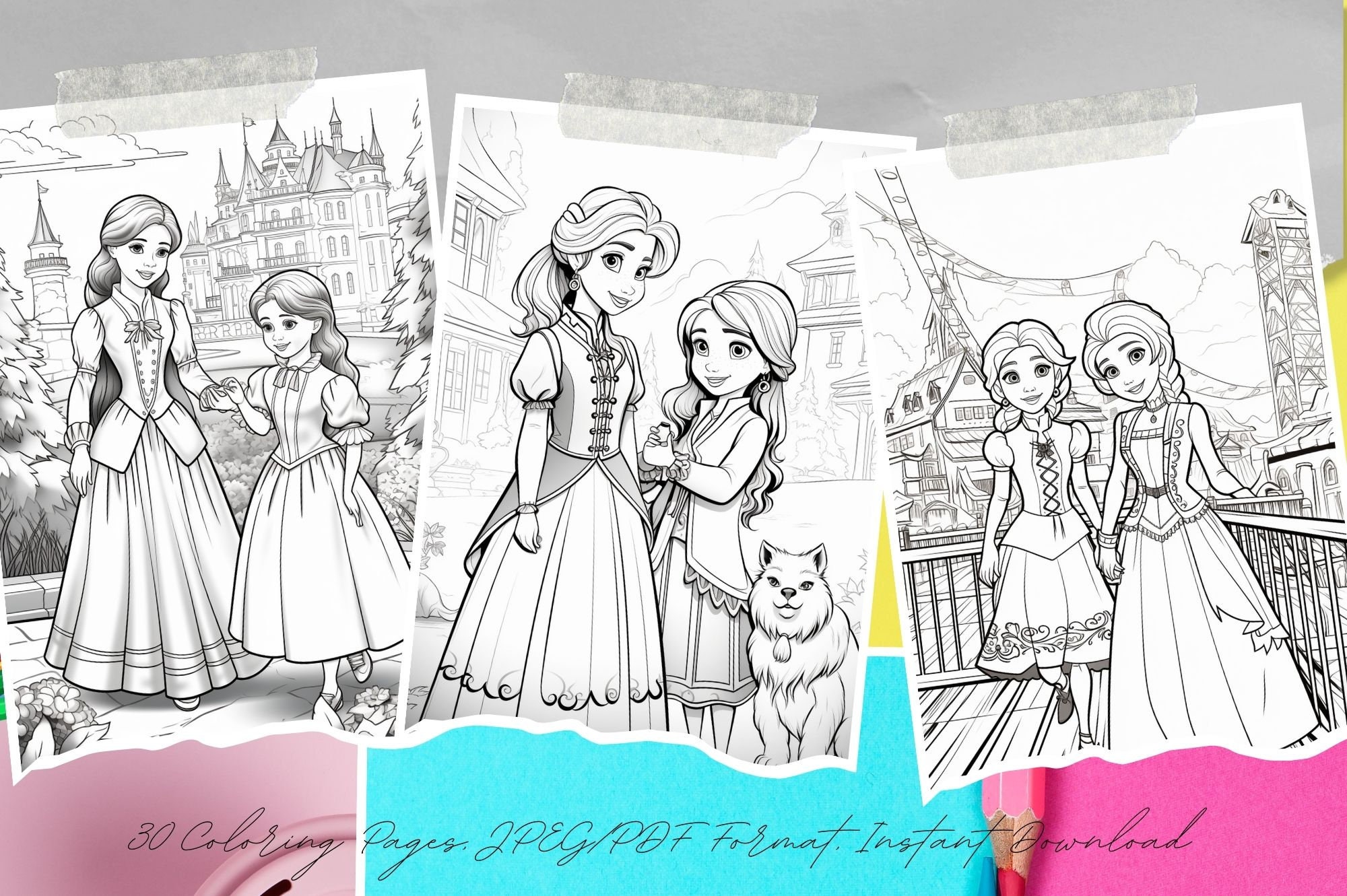 Princess and Friend Coloring Pages, Fairytale Princess, Princess ...