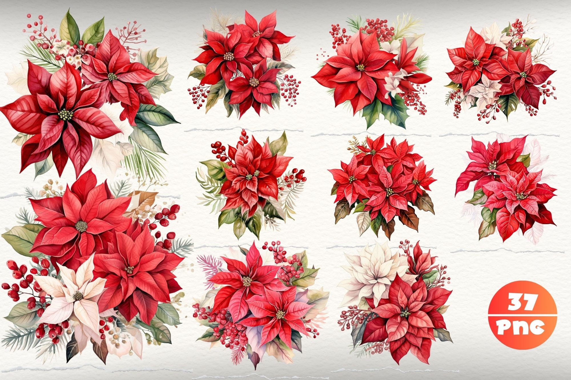 Christmas Flower Clipart, Christmas Gift Clipart, Winter Clipart ...