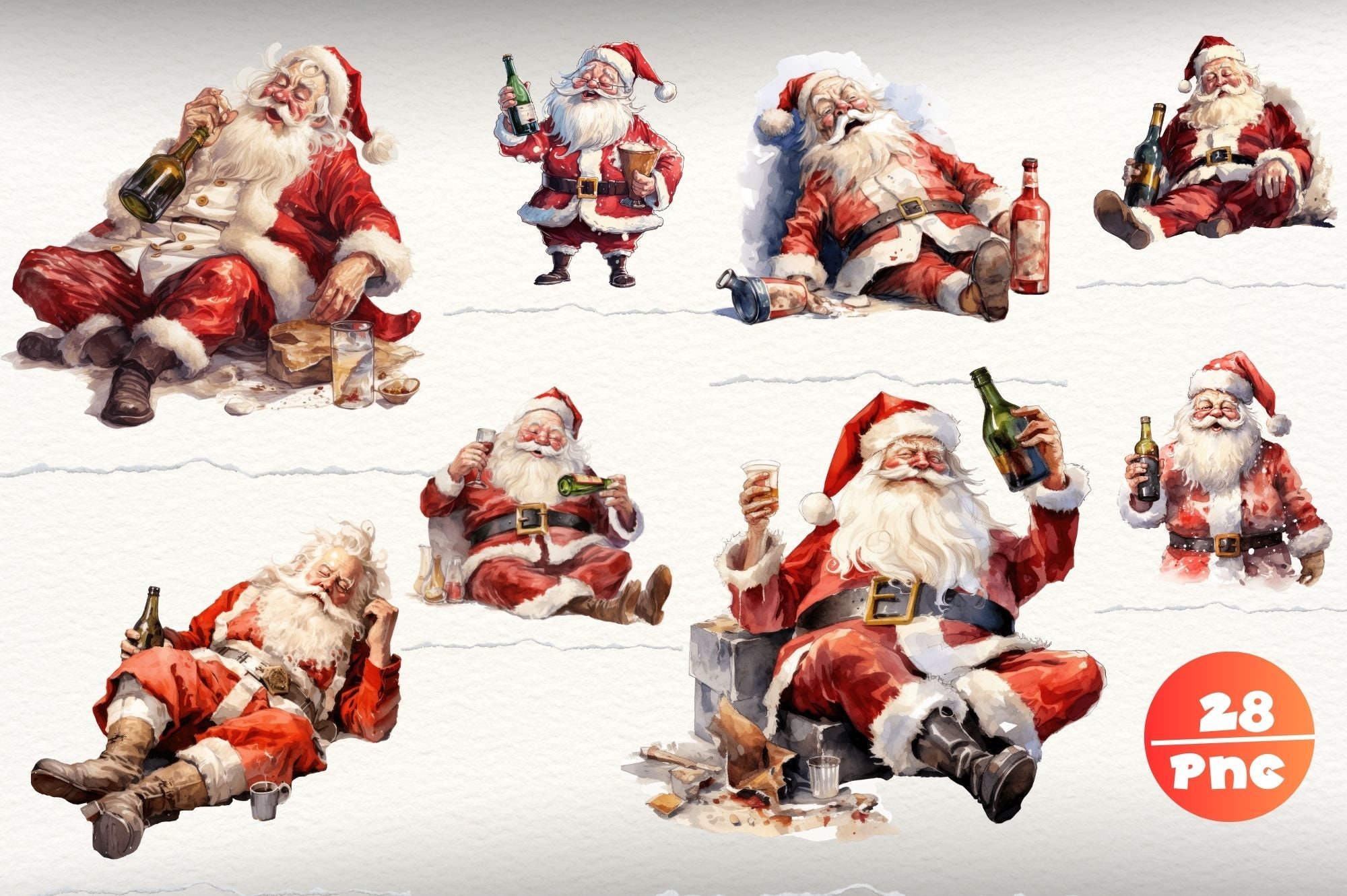 Drunk Santa Claus Clipart, Alcoholic Santa Sublimation File, Funny ...