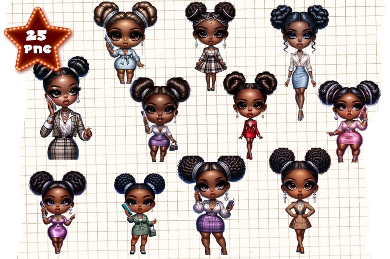 African American Chibi Working Woman, African American Manga Chibi ...